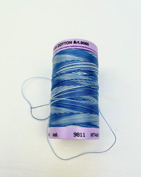 Large Mid Blue Variegated Mettler Thread 9811- 457m – Abigail Mill